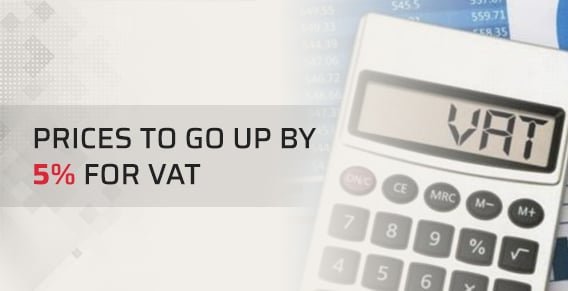 Prices to go up by 5% for VAT